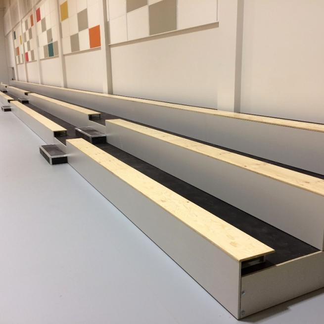 FIXED SPECTATOR STAND WITH BENCH-STYLE SEATS, BUILD-UP