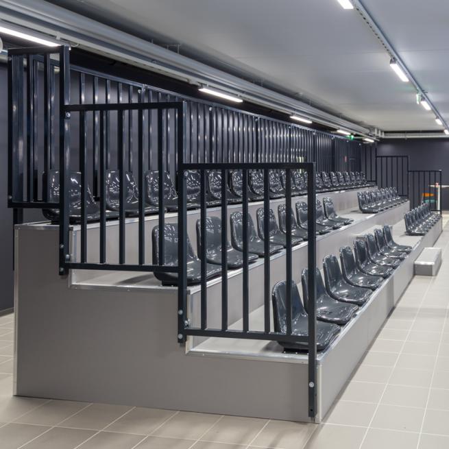 FIXED SPECTATOR STAND, WITH POLYETYHELNE SEATS, BUILD-UP